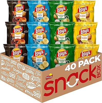 Buy Lay's Potato Chips, 4 Flavor Variety Pack, 1 oz Single Serve Bags, (40